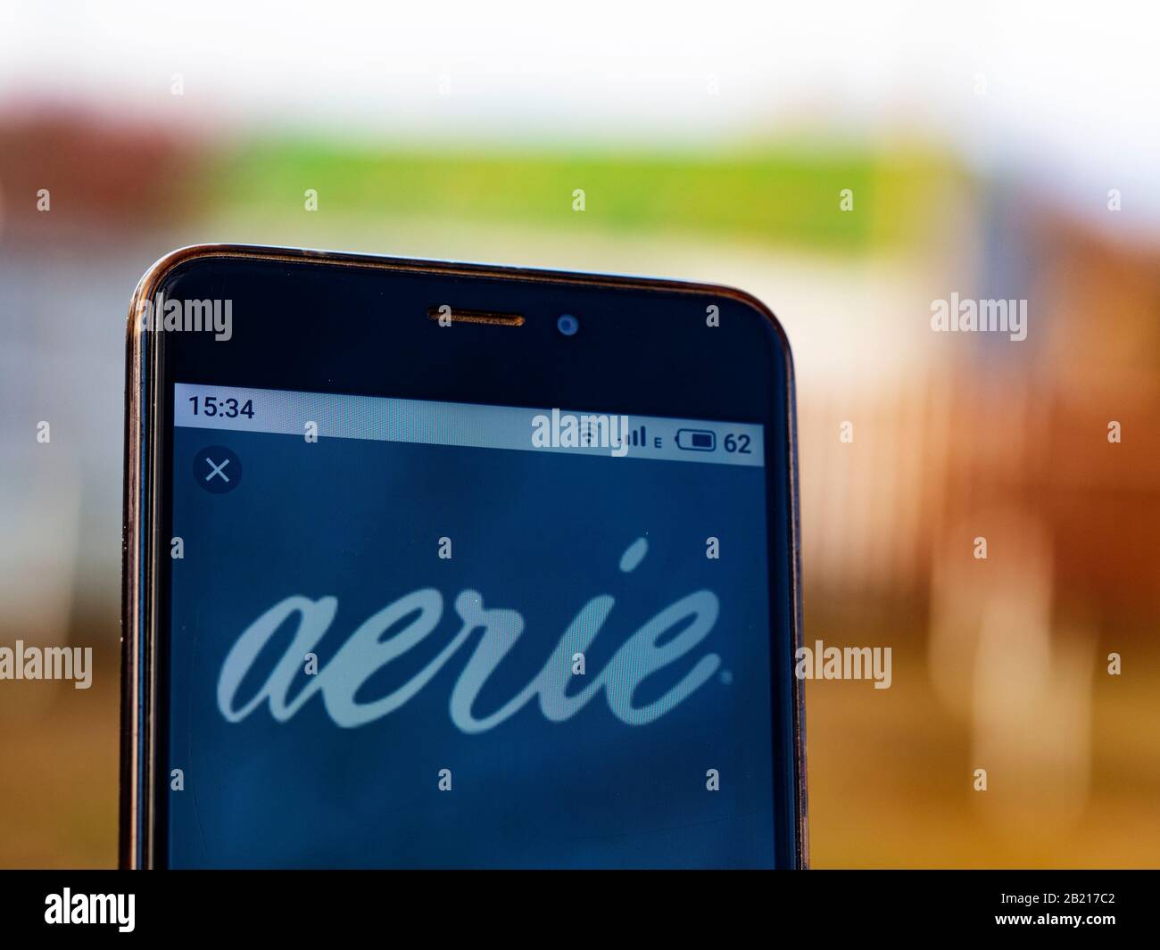 In this photo illustration the Aerie logo is seen displayed on a ...