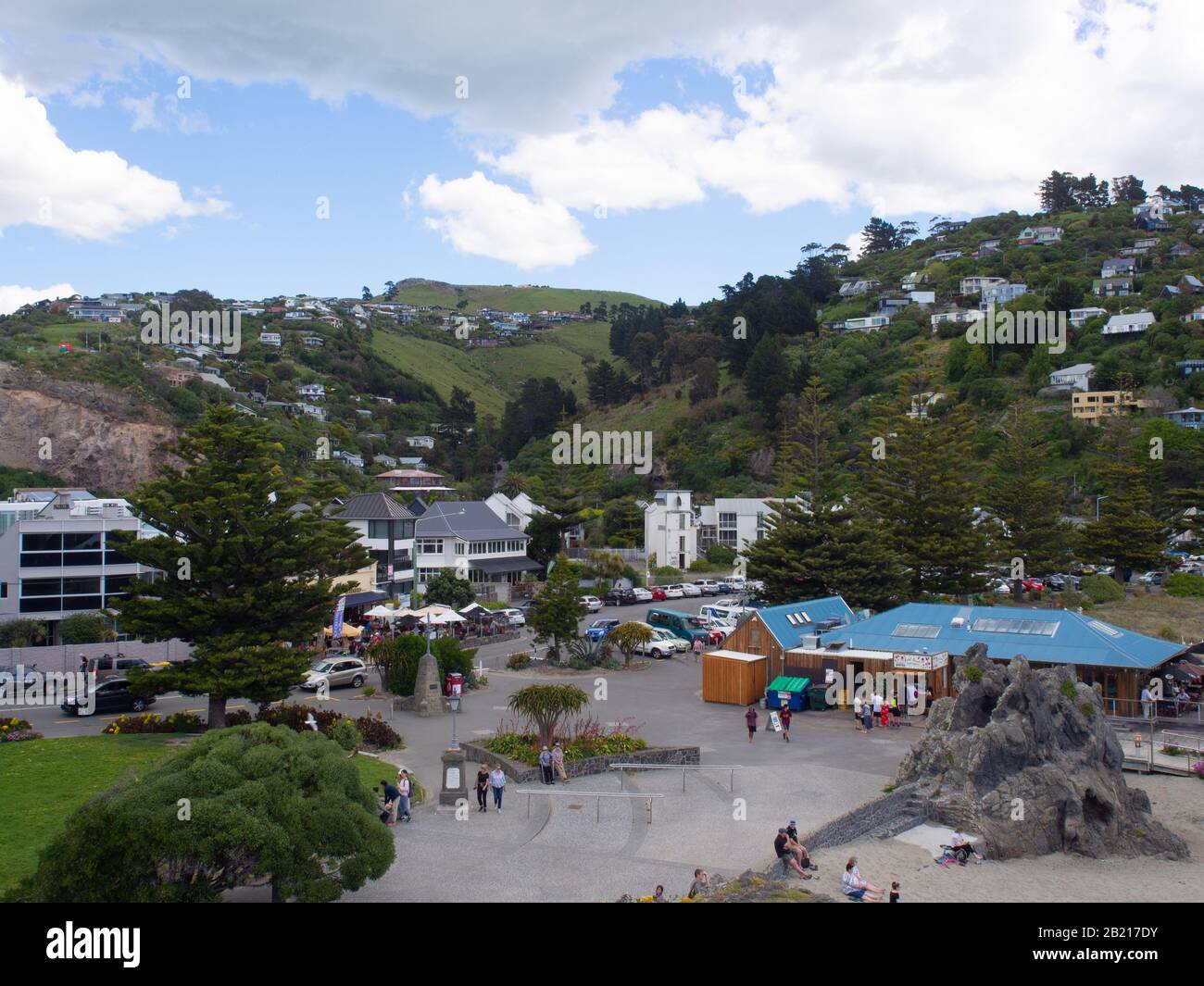 People And Shops Beachside In Sumner Christchurch Stock Photo - Alamy