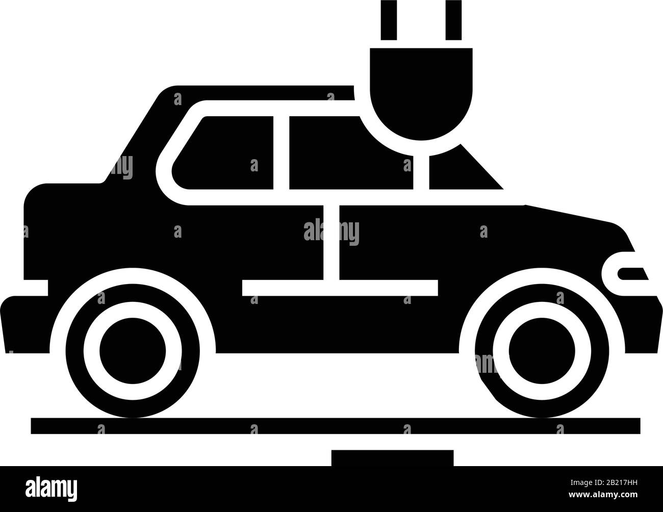 Electro car black icon, concept illustration, vector flat symbol, glyph ...