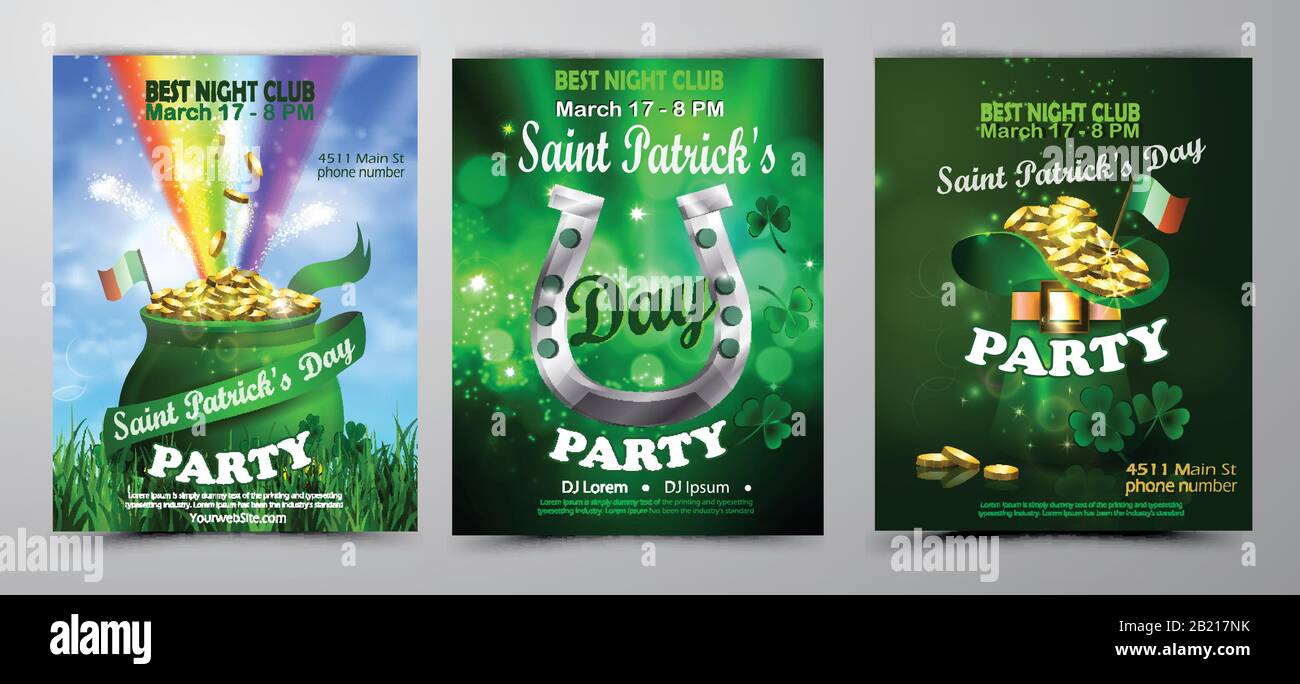 St. Patrick's Day poster set Vector illustration Stock Vector Image ...