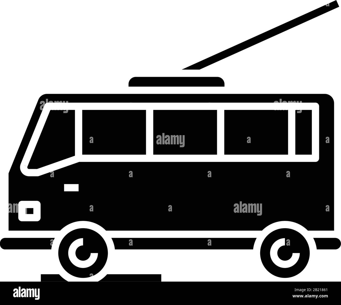 Electric trolley black icon, concept illustration, vector flat symbol ...