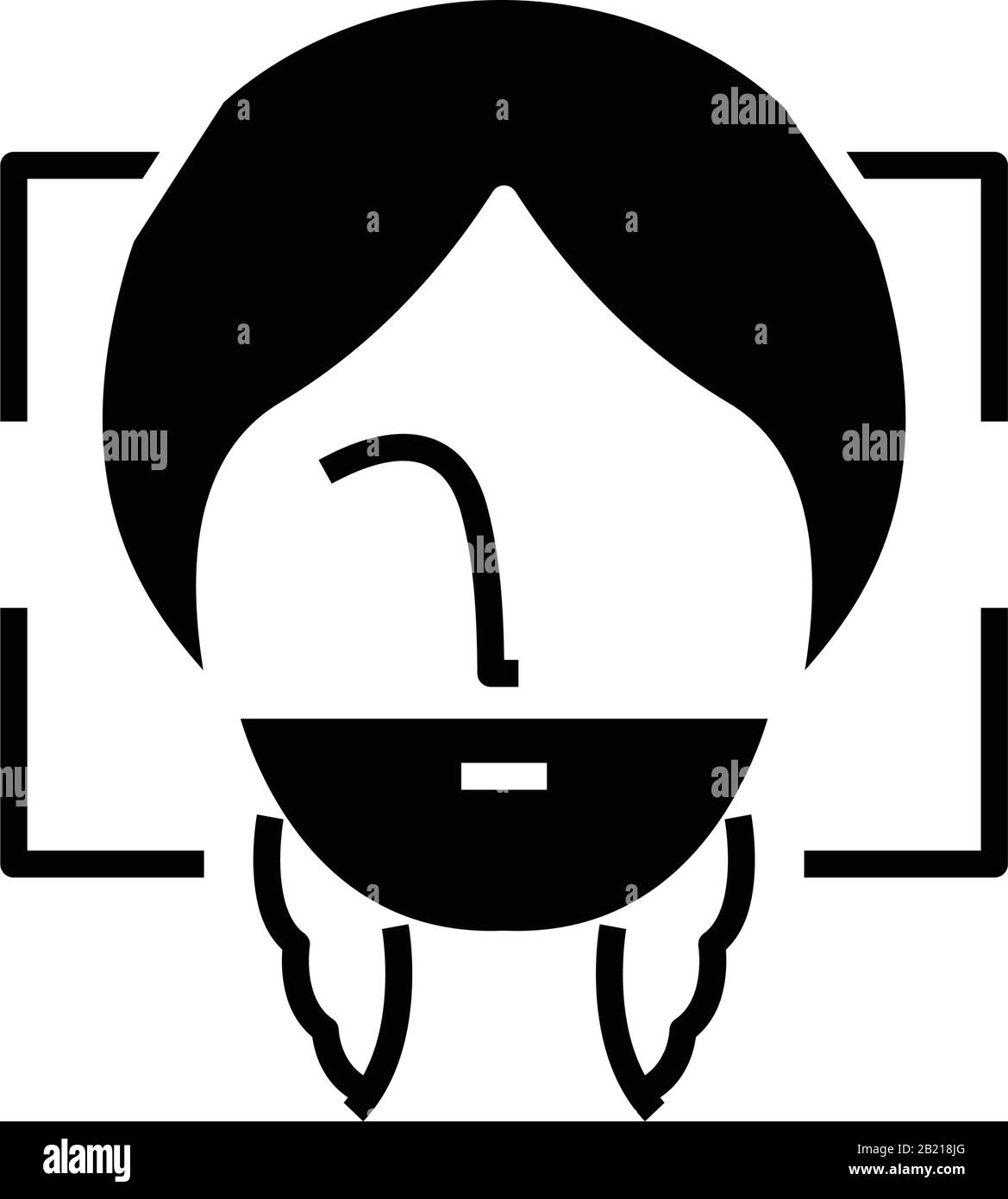 Facial recognition black icon, concept illustration, vector flat symbol ...