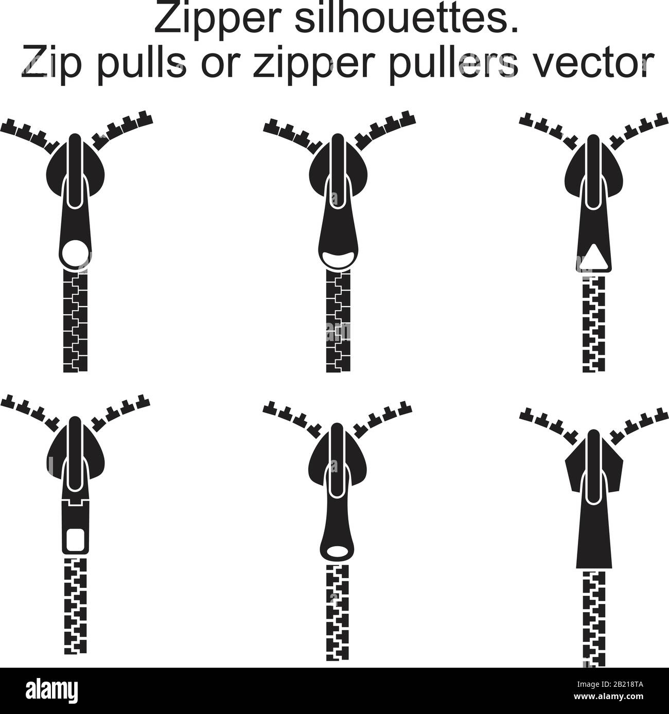 Zipper zip pulls or zipper pullers vector Icon template black color ...