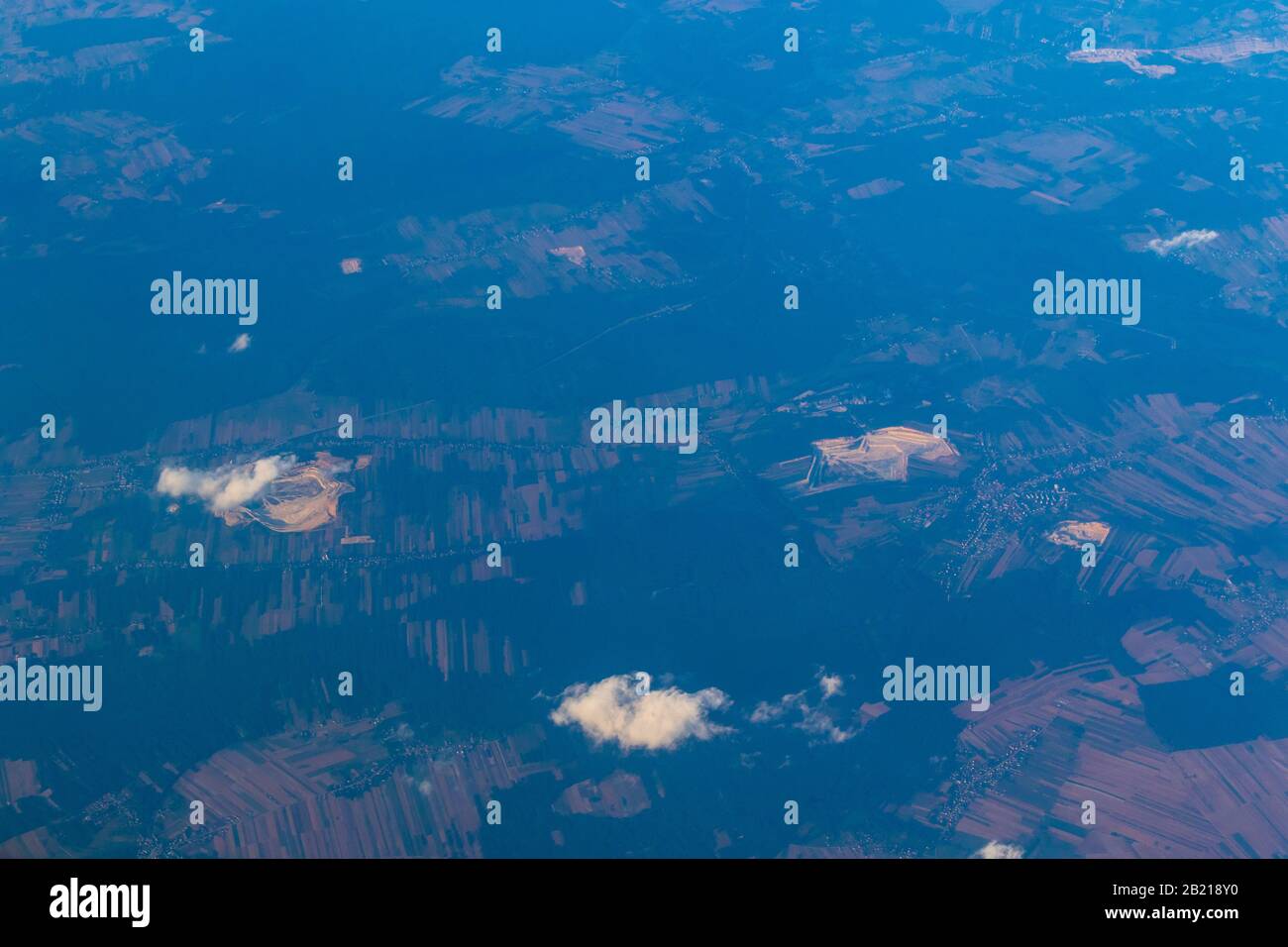 Aerial view of eastern Slovakia seen from flying plane looking to the ...