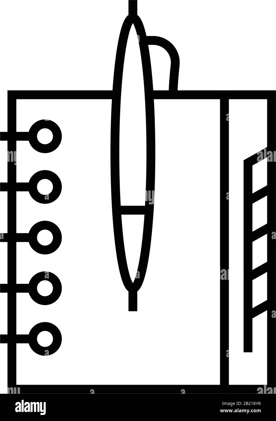 Notebook with pen line icon, concept sign, outline vector illustration ...