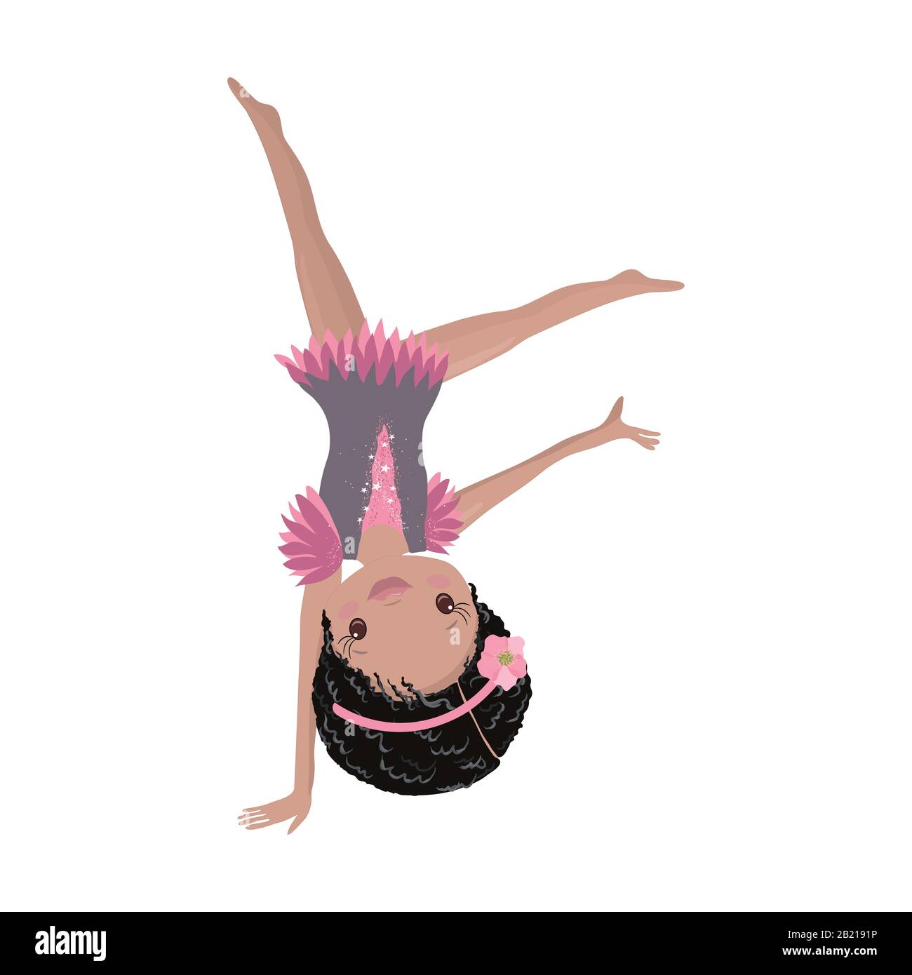 Clipart Cute African American Girl Gymnast Gym. Vector Illustration ...