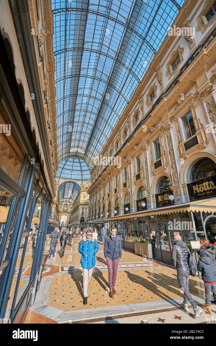 Milan, Italy - January 21 2019: Shopping art gallery in Milan. Galleria ...