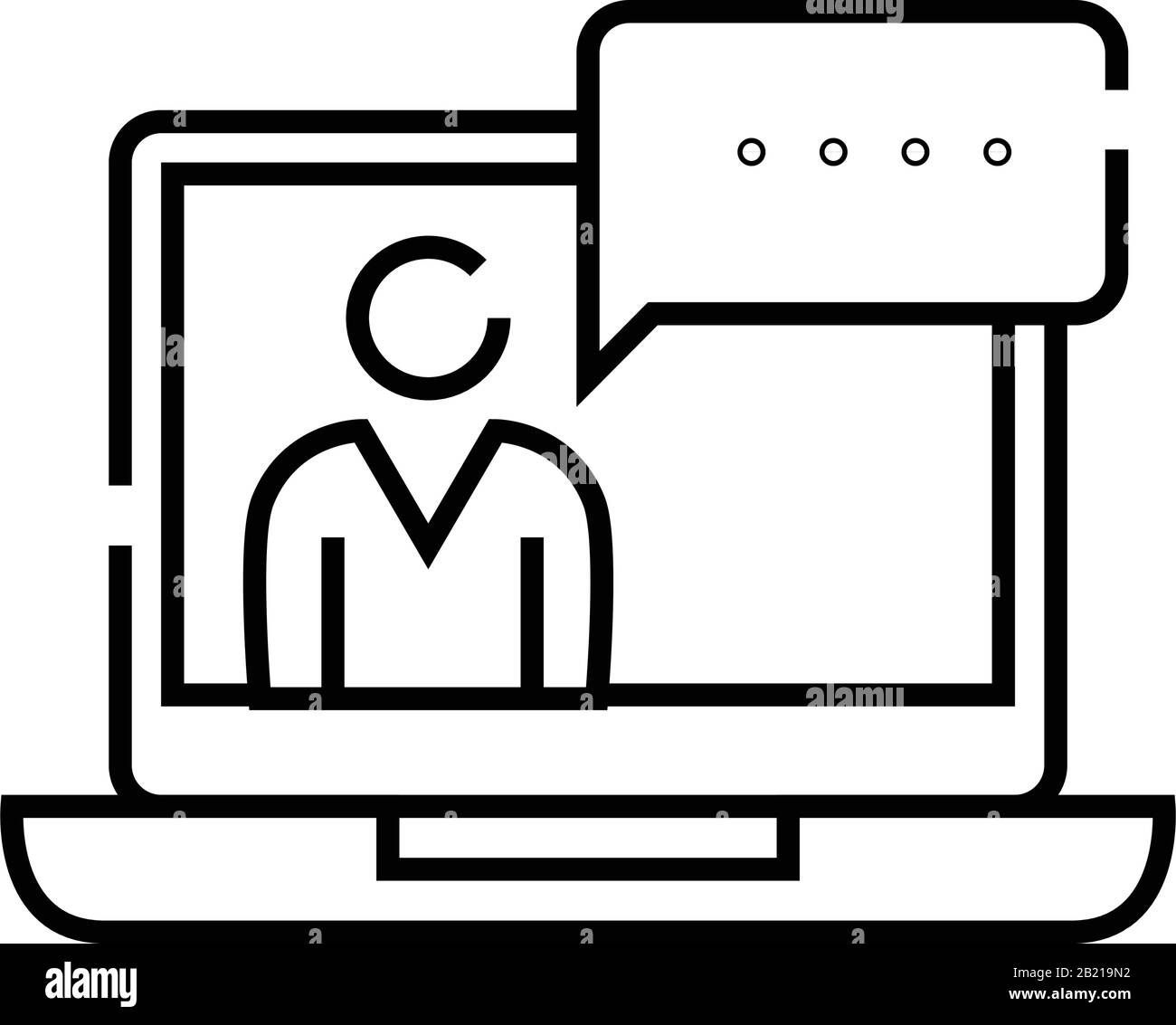 Online chat line icon, concept sign, outline vector illustration ...