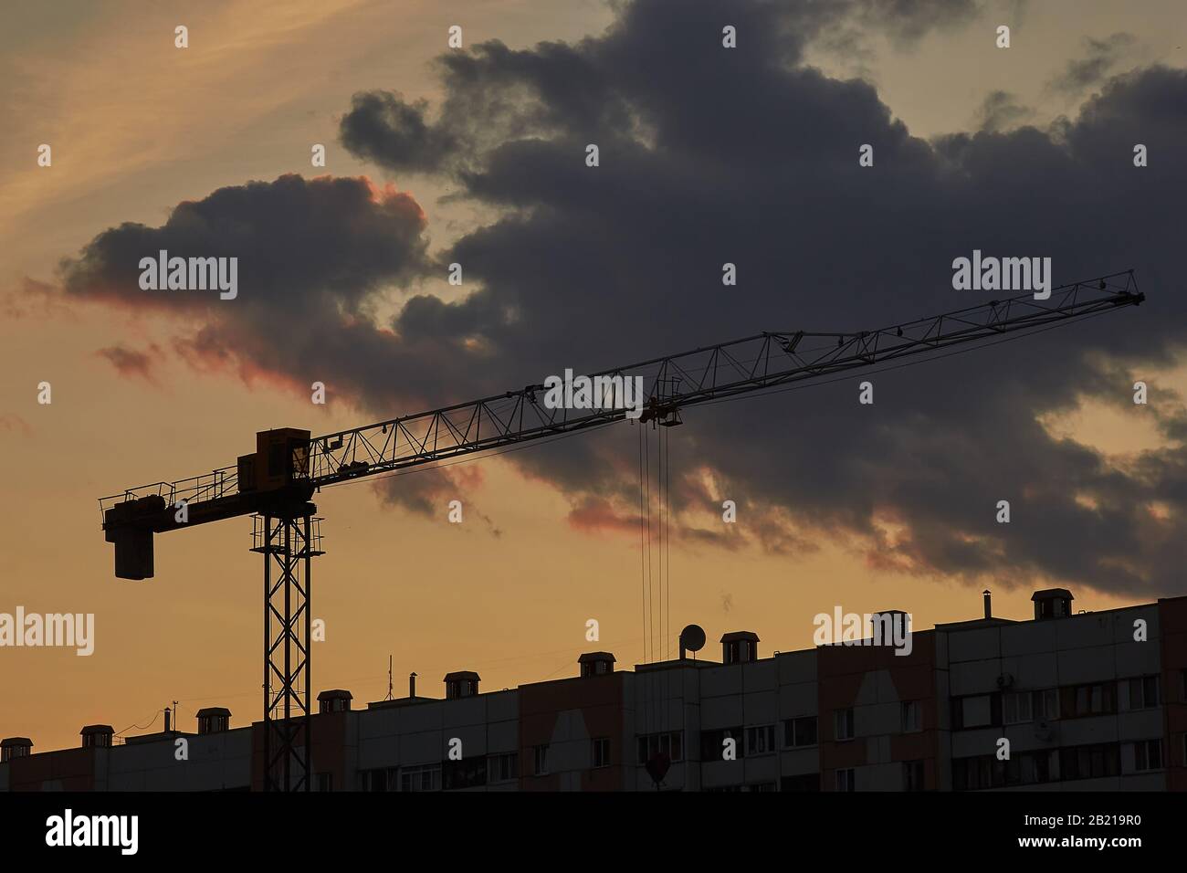 Industrial construction cranes the construction of an building Stock ...