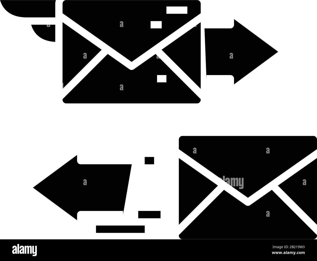 Emails black icon, concept illustration, vector flat symbol, glyph sign ...