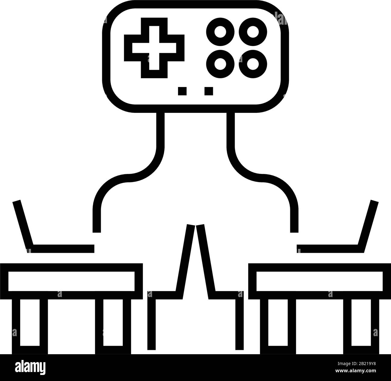 Negotiating room line icon, concept sign, outline vector illustration ...