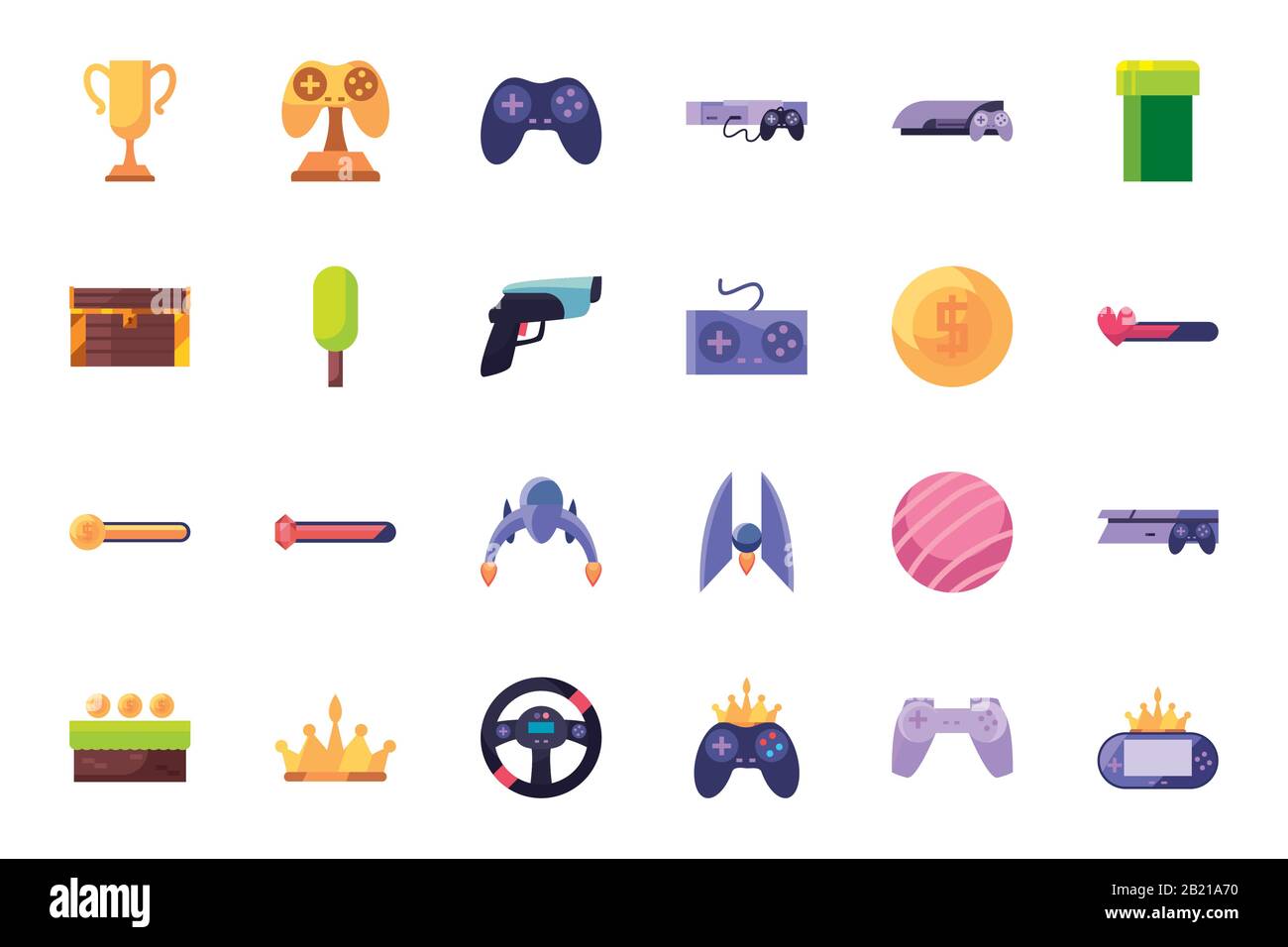 line style icon set design, Videogame play leisure gaming technology ...