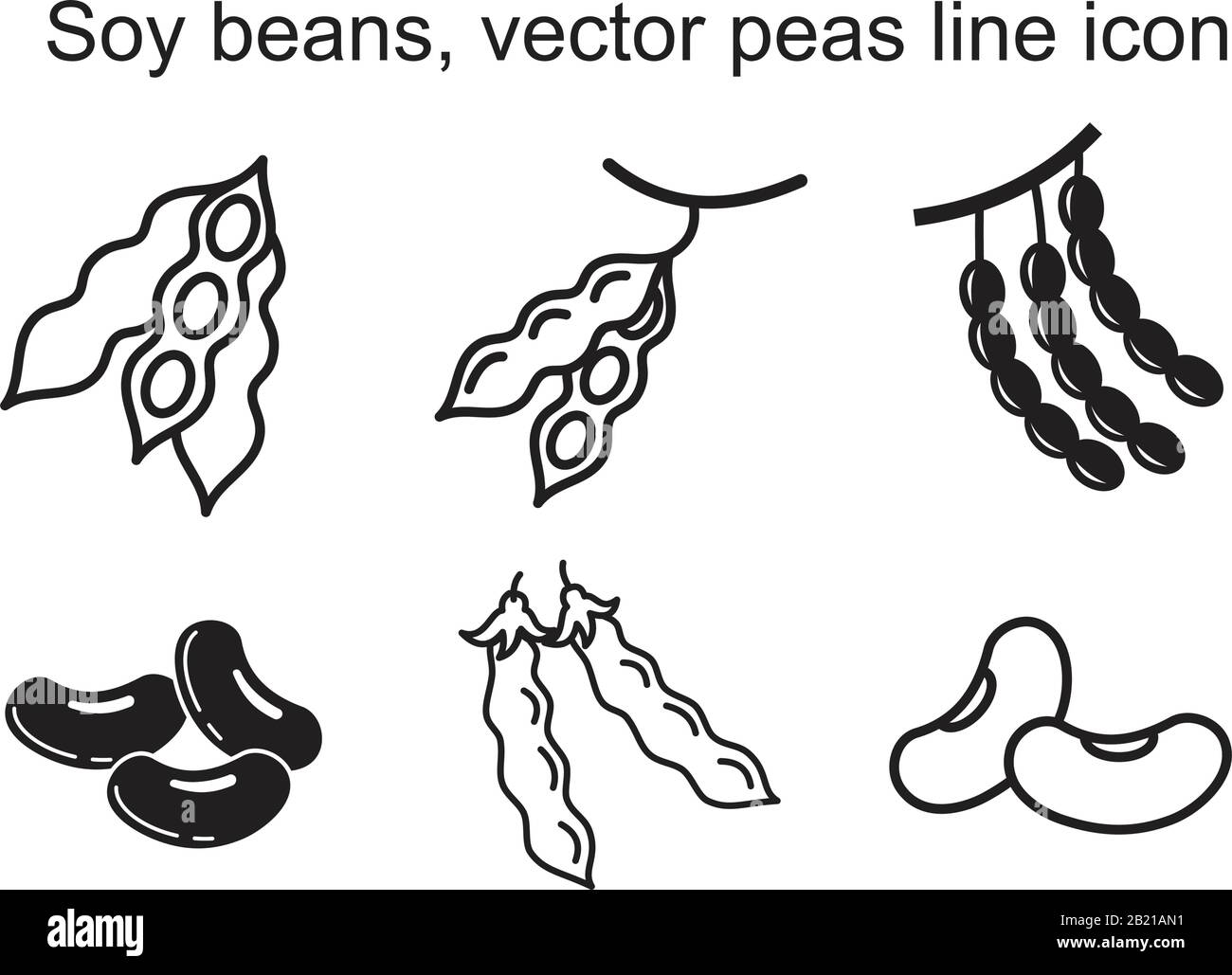 Soy beans, vector peas line Icon template black color editable. Soy ... Soy beans, vector peas line Icon template black color editable. Soy ...