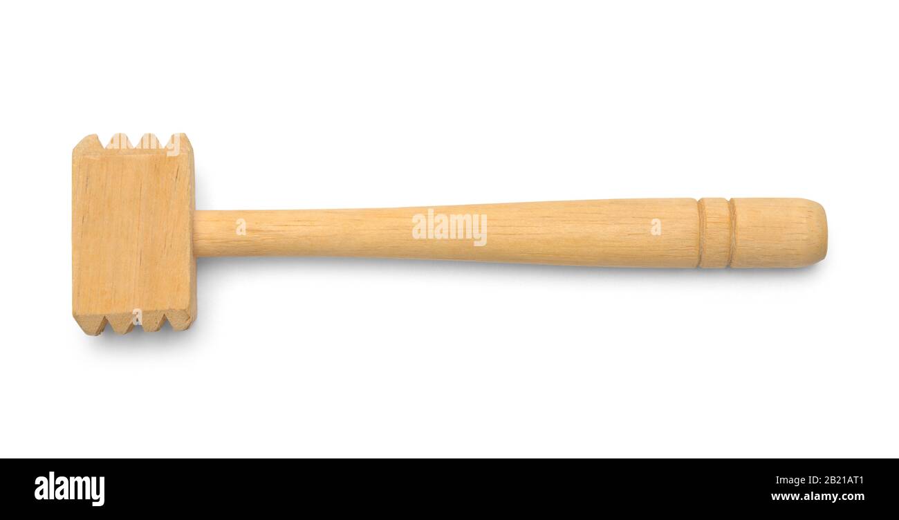 Wood Meat Tenderizer Top View Isolated on White Background Stock Photo ...