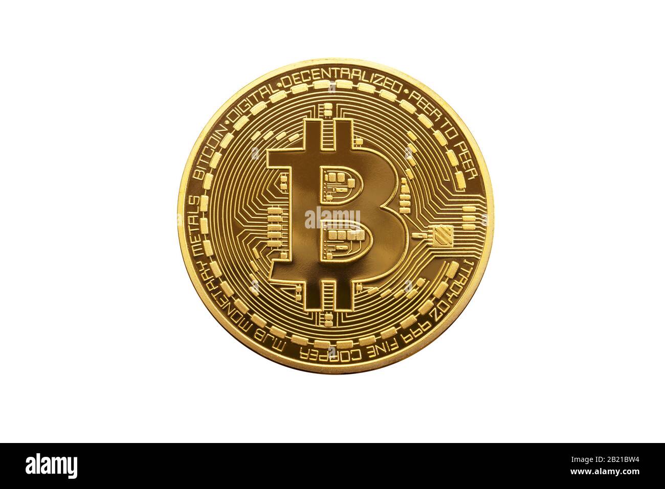 Bitcoin. Physical bit coin. Digital currency. Cryptocurrency. Golden ...