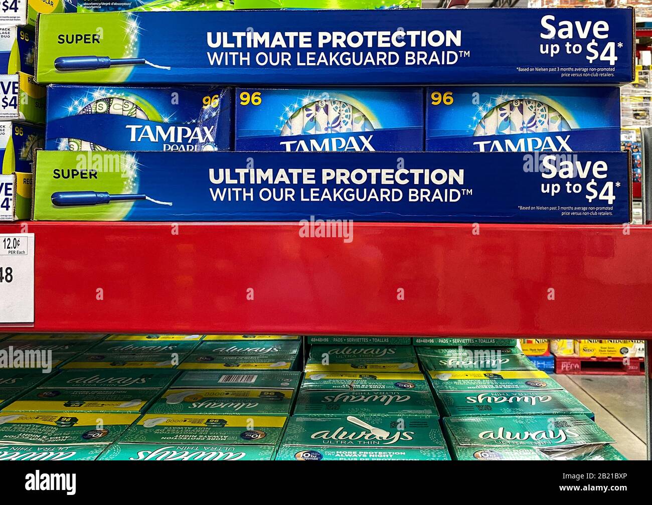 Orlando, FL/USA-2/11/20:The Tampax feminine hygiene display waiting for ...