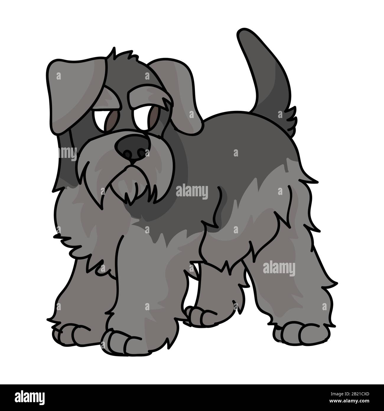 Cute cartoon schnauzer puppy dog vector clipart. Pedigree kennel doggie ...