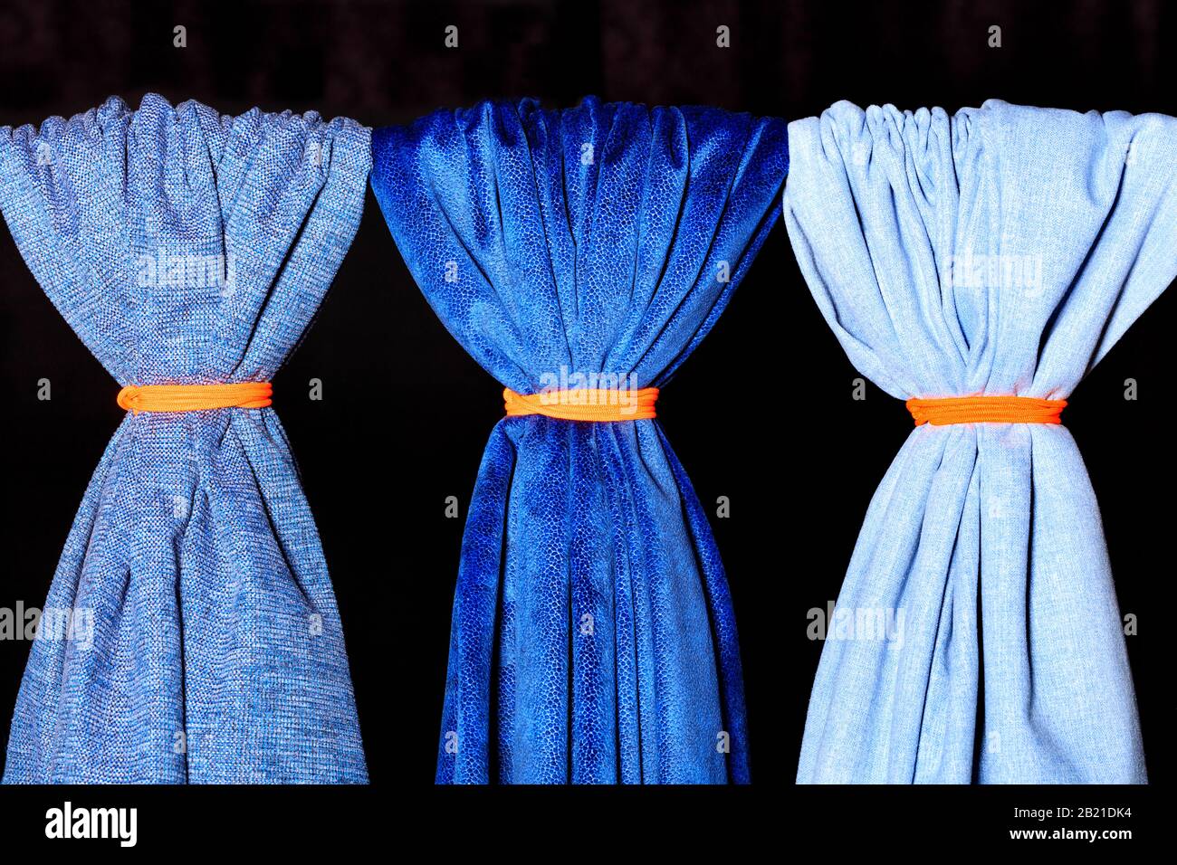 Textiles of various blue shades and textures, technology, style and ...