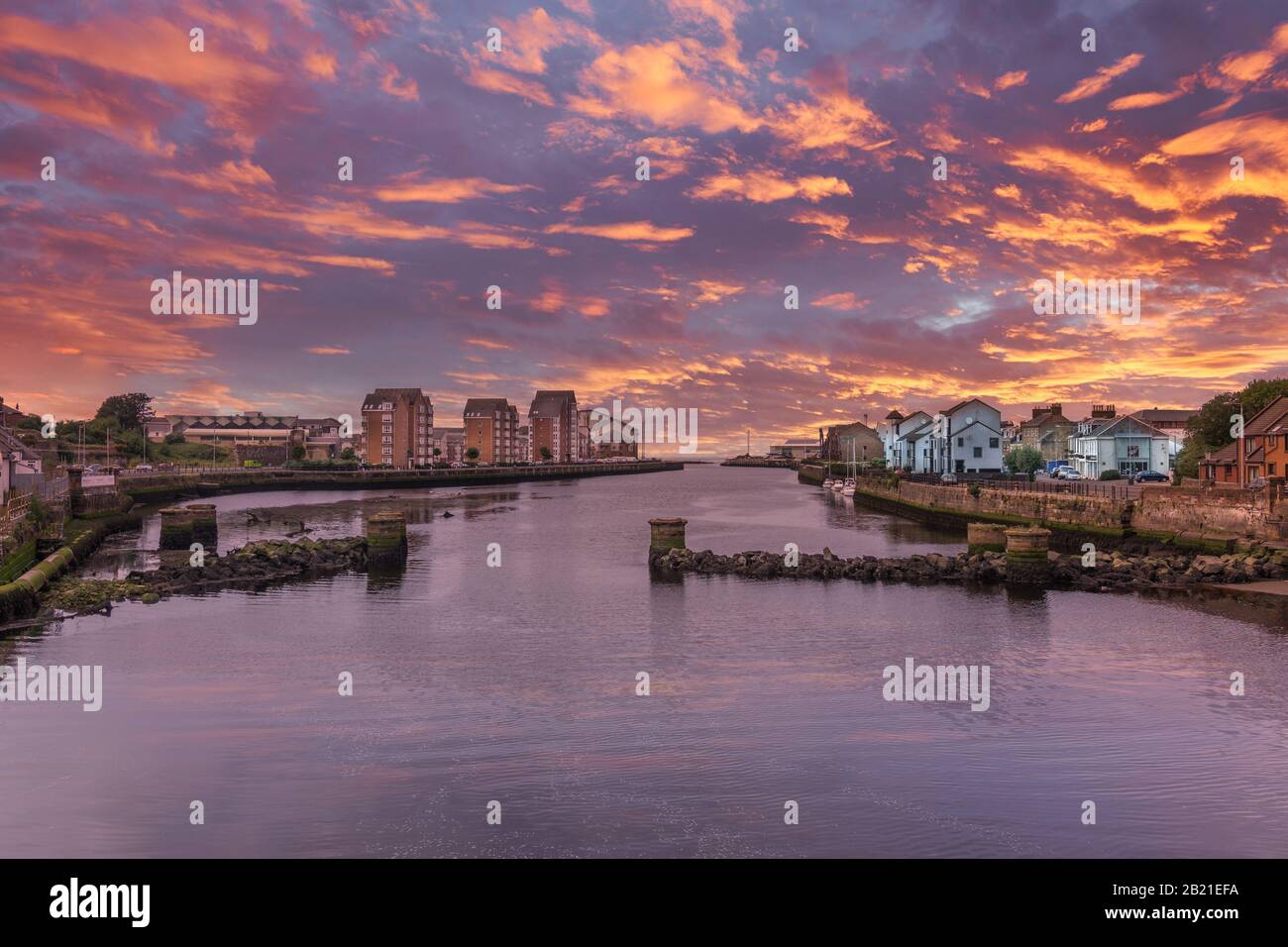 From the New Bridge at Ayr looking over the ruined foundations and ...