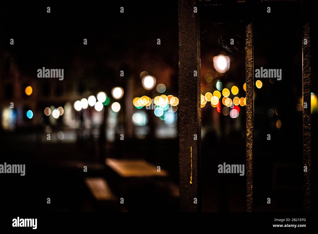 Night lights by a cafe in Oslo, Norway, creating a nice bokeh effect ...
