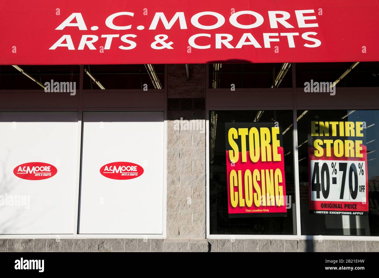 'Store Closing' signage outside of a A.C. Moore retail store location ...