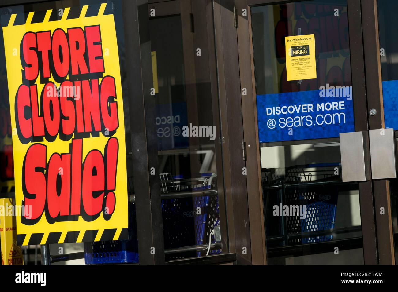 'Store Closing' signage outside of a Sears retail store location in ...