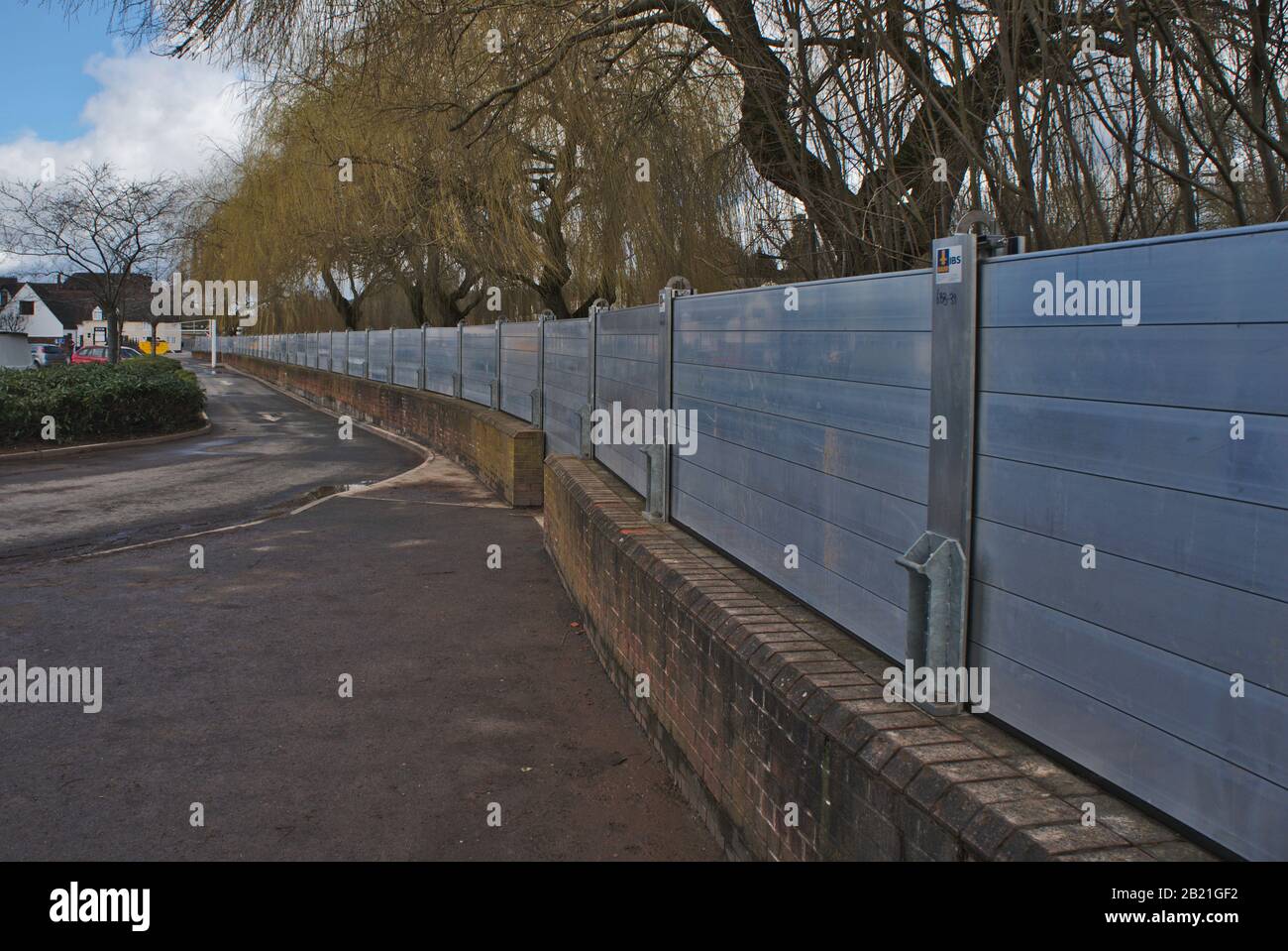 Flood Barriers In Place Along The River Severn At Bewdley