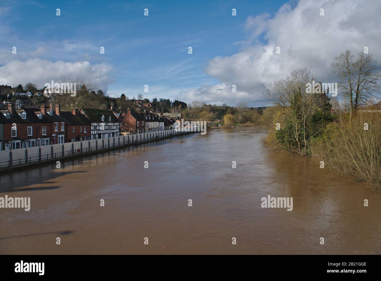Flood Barriers In Place Along The River Severn At Bewdley