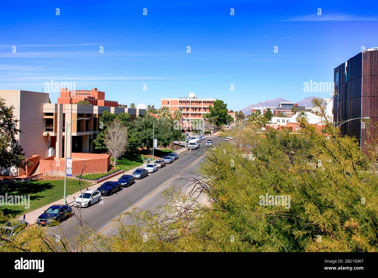 Birds eye view over the main campus of the University of Arizona in ...