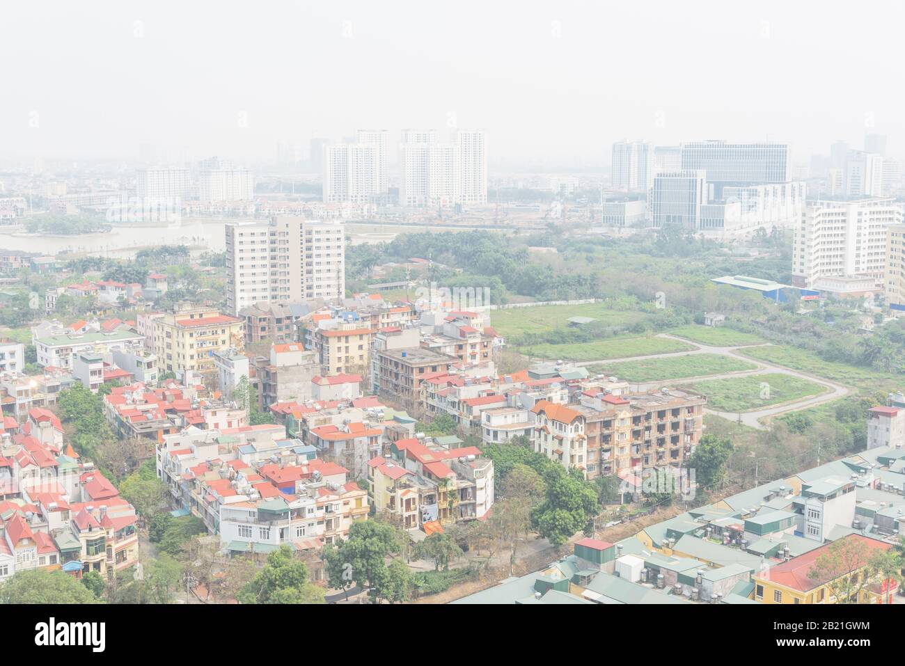 Dense of residential houses and high-rise condominium building in ...