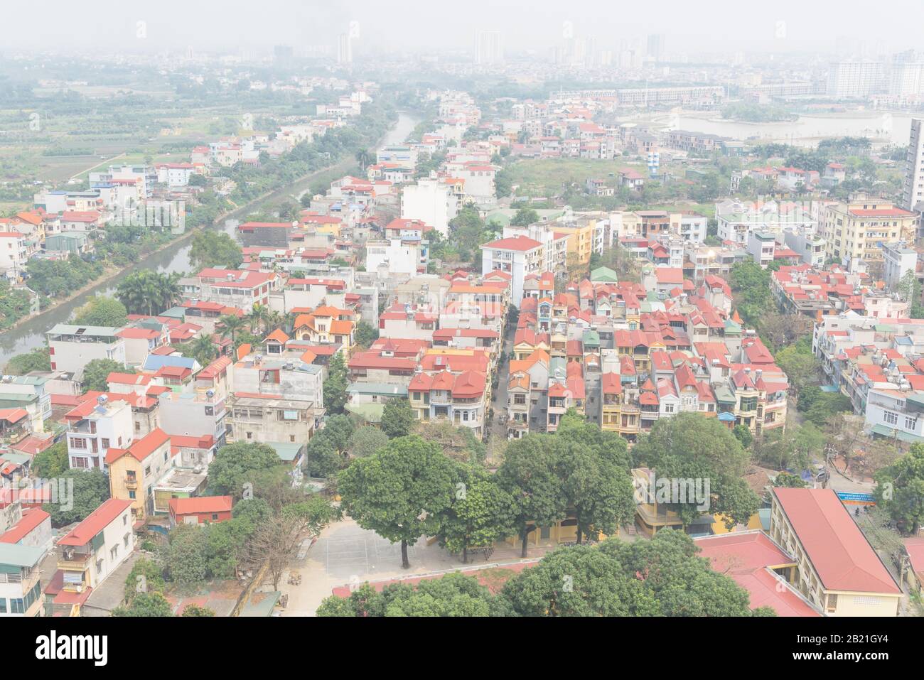 Dense of residential houses and high-rise condominium building in ...