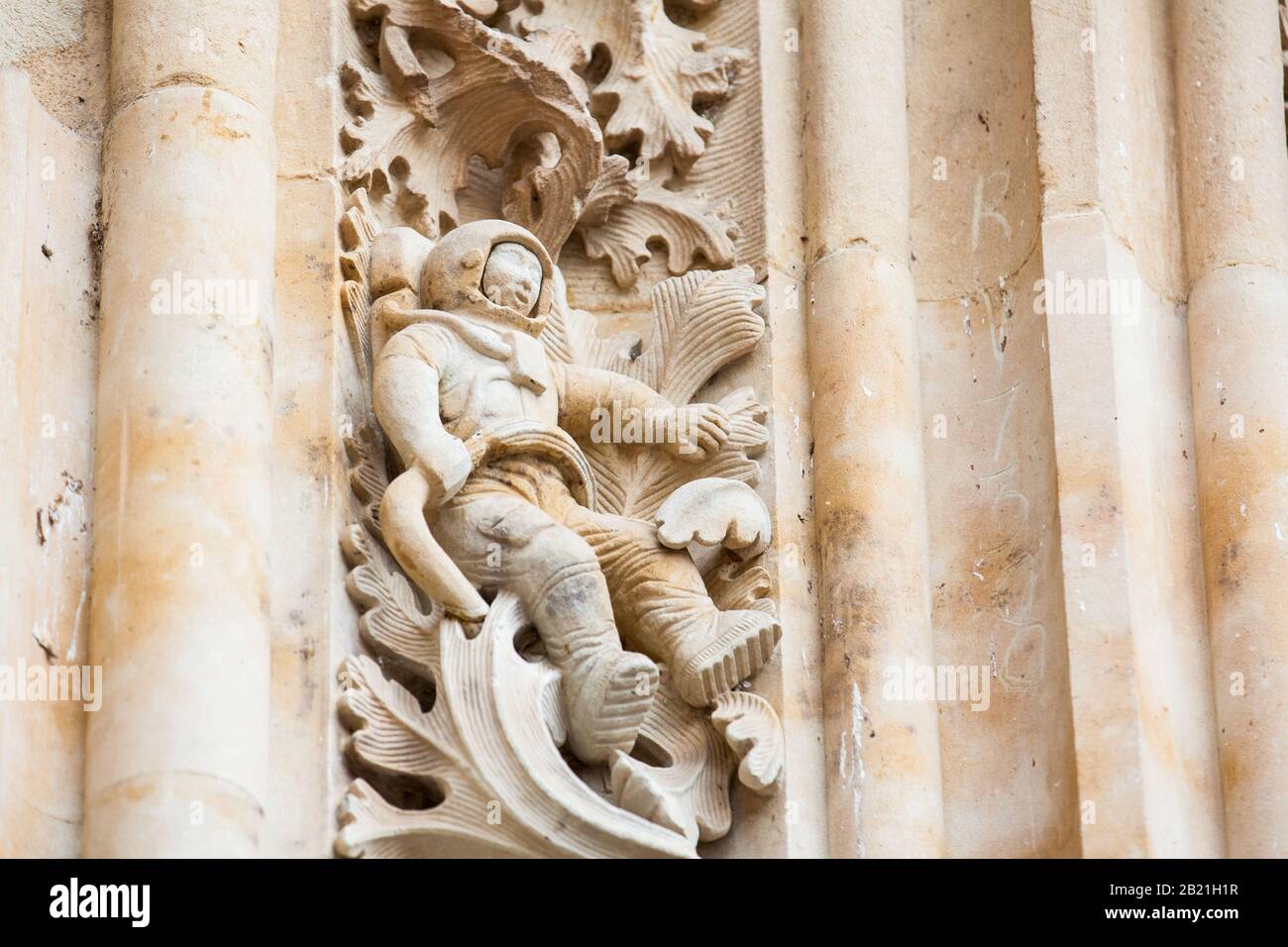 Astronaut carved on the facade of the historical Salmanca Cathedral ...
