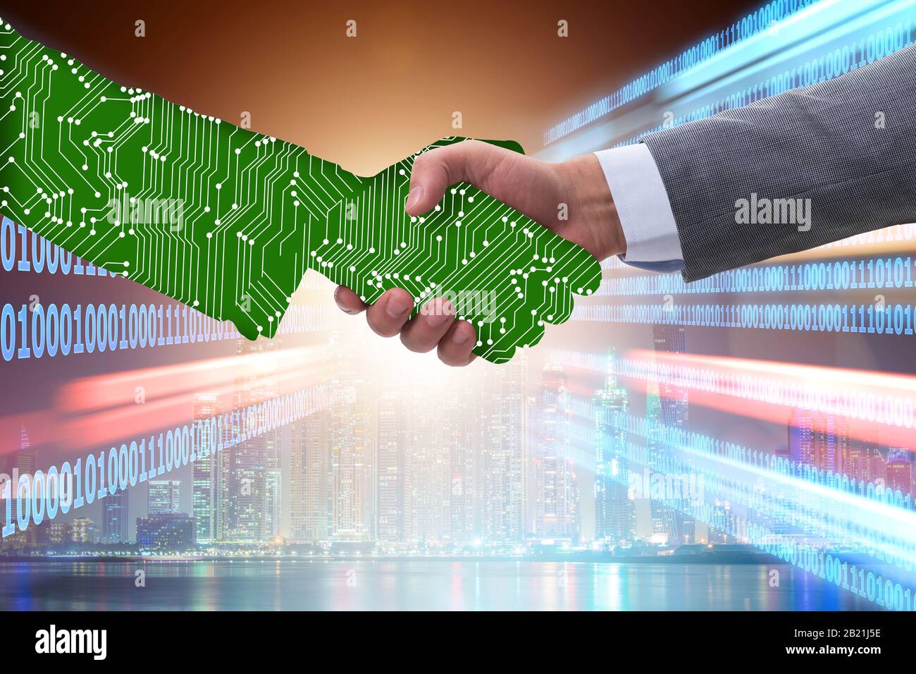 Digital transformation concept with the handshake Stock Photo - Alamy