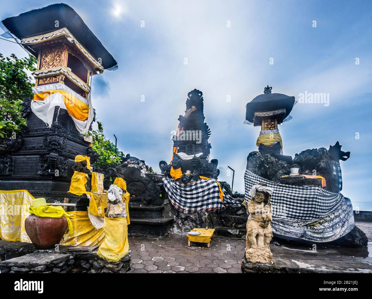 shrines at Batu Bolong hindu temple at the west coast of Lombok, Lesser ...