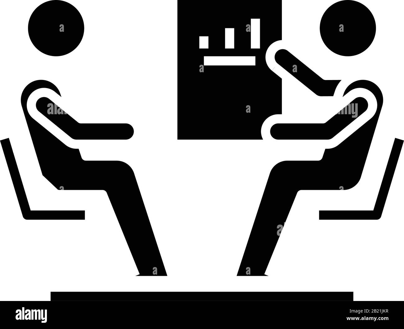 Discuss plans black icon, concept illustration, vector flat symbol ...