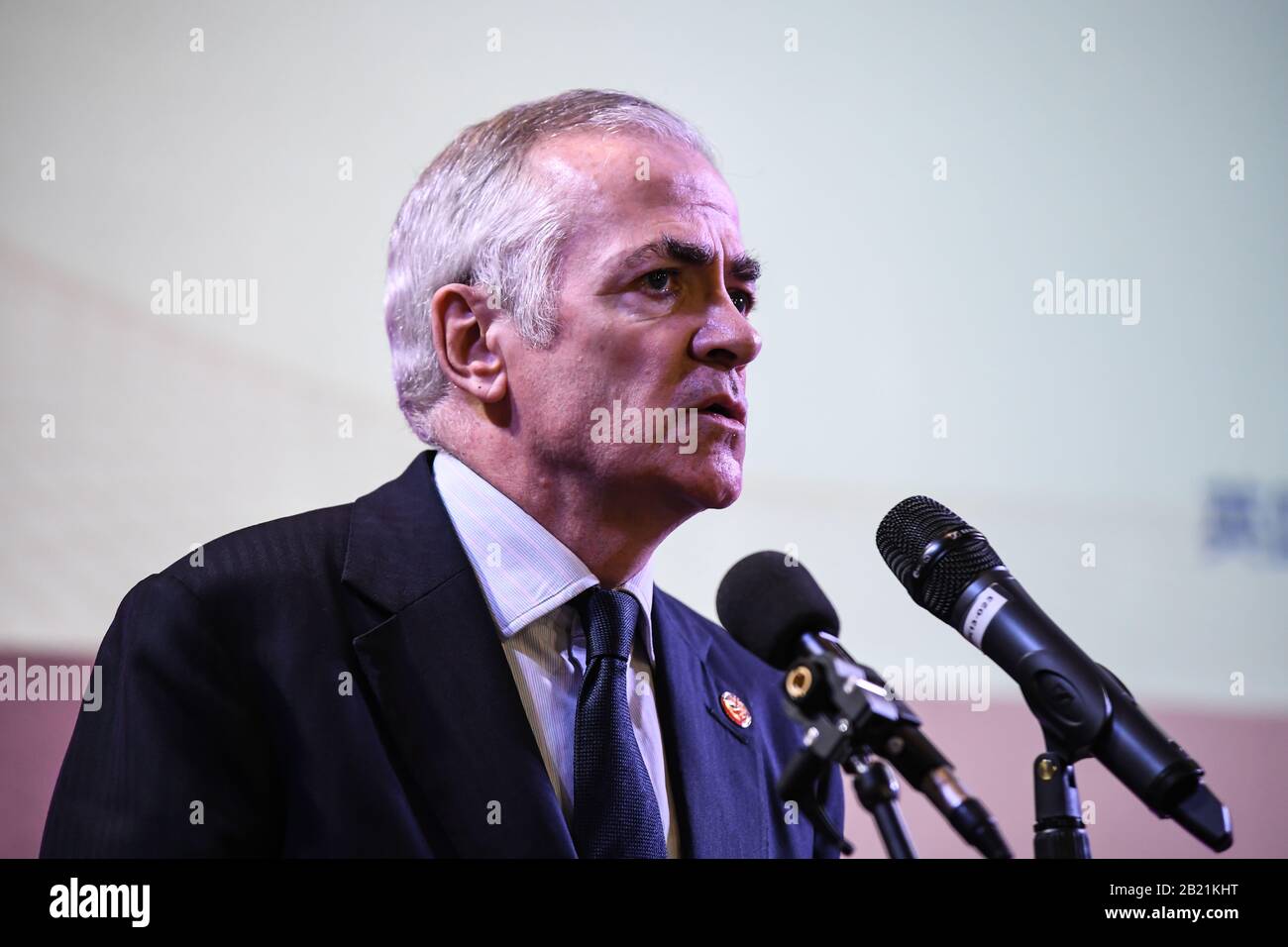 London, UK. 28th Feb, 2020. Speakers Richard Burn at China-UK United We ...