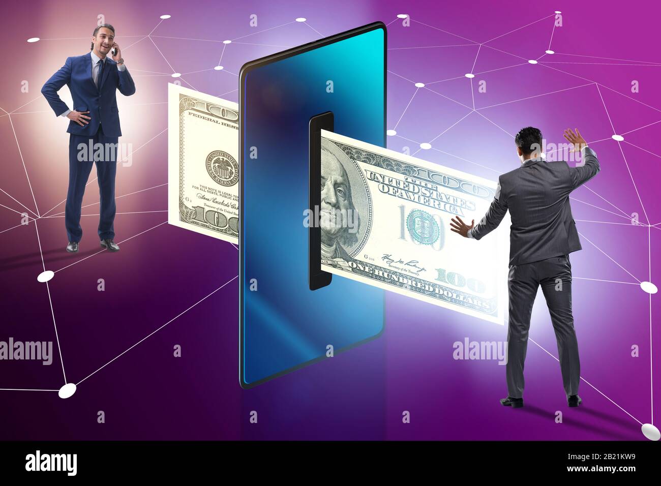 The businessman in money transfer concept Stock Photo - Alamy