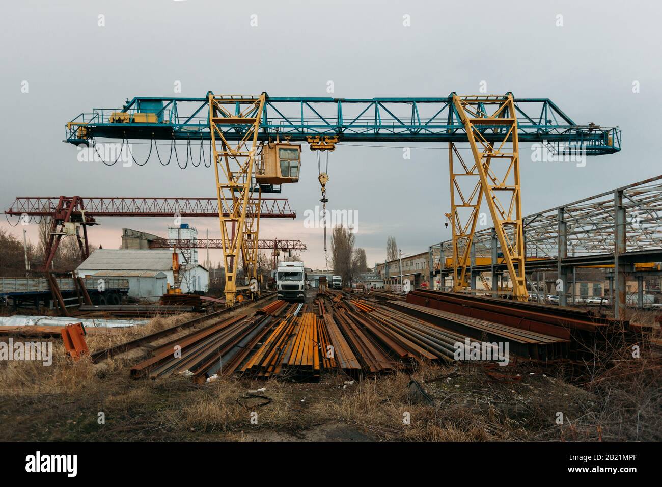 Construction site in old industrial area of metalworking factory Stock ...