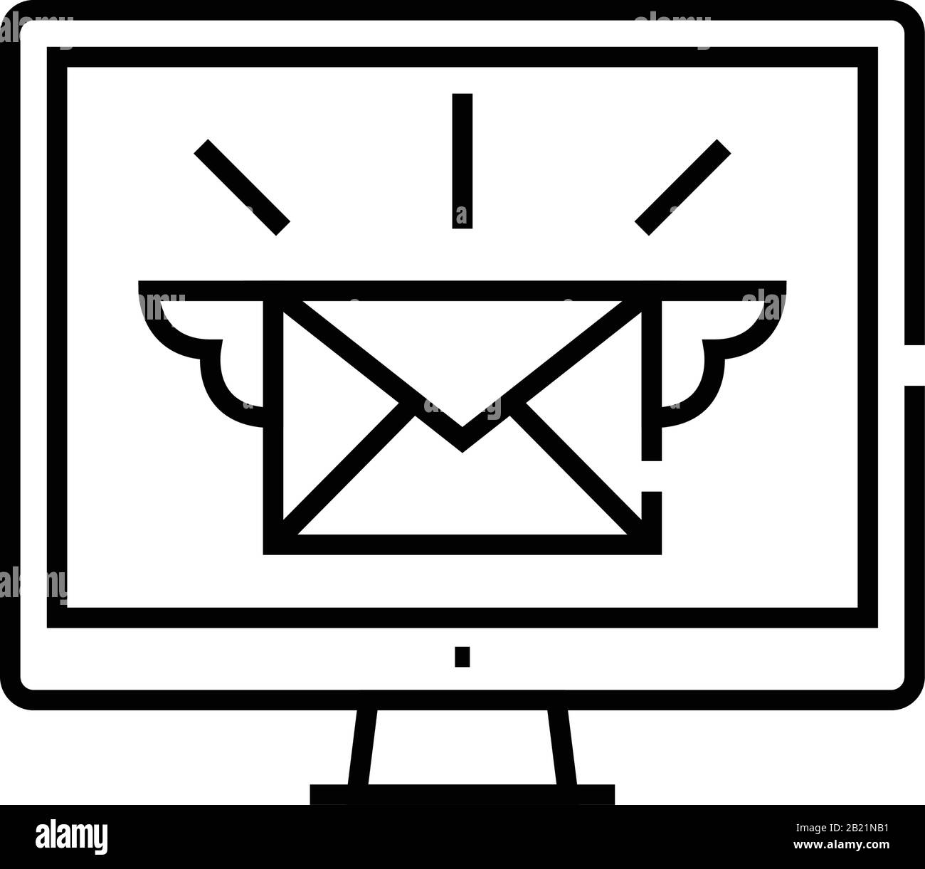New message line icon, concept sign, outline vector illustration ...
