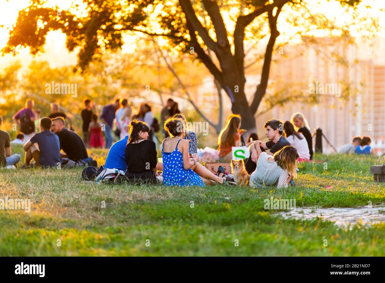 Kyiv, Ukraine - August 10, 2018: Landscape alley in Kiev capital city ...