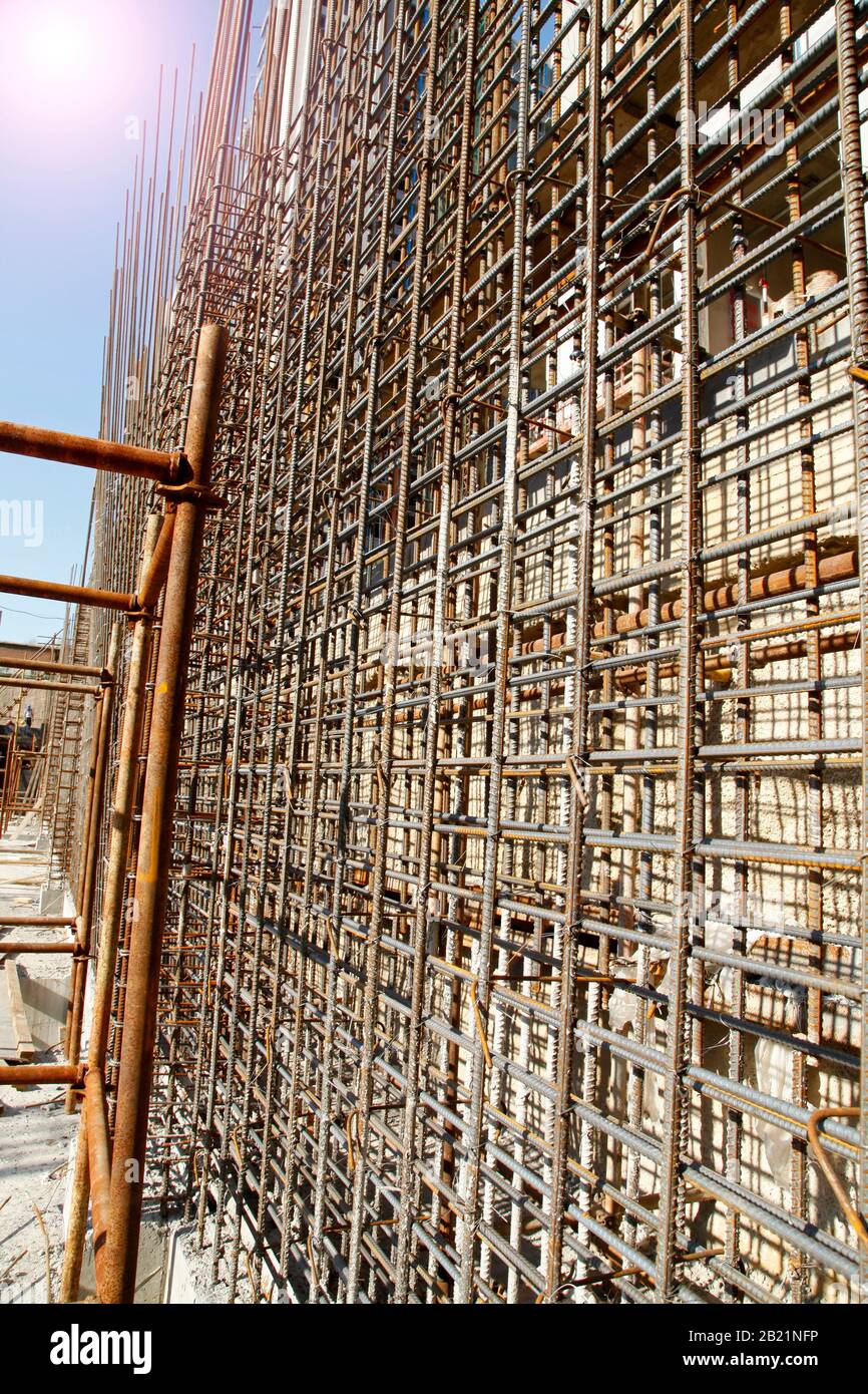 Steel grid on the construction site Stock Photo - Alamy