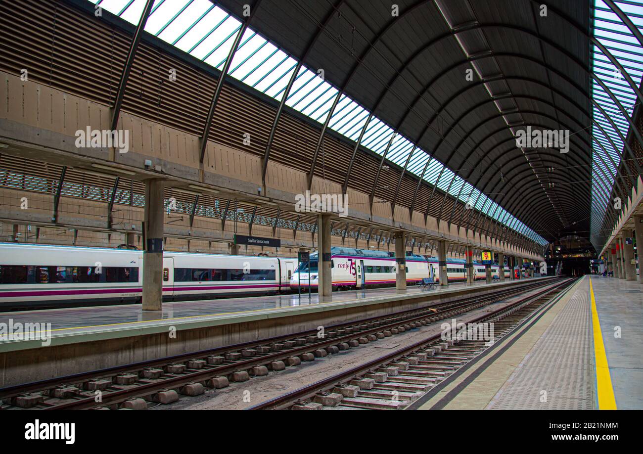 Seville, Spain - February 19, 2020: Seville main train station, Santa ...