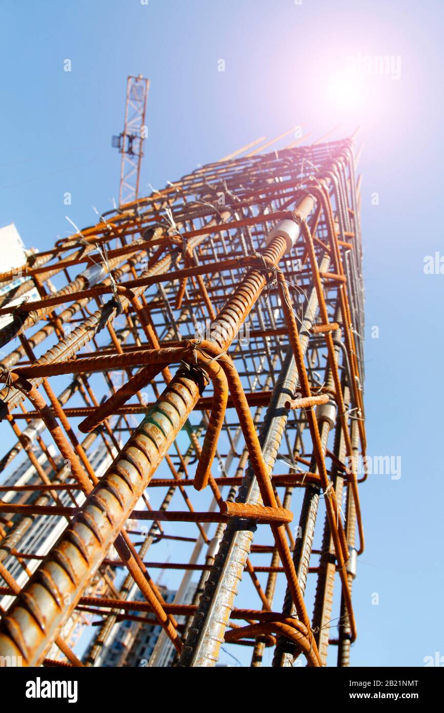 Steel grid on the construction site Stock Photo - Alamy