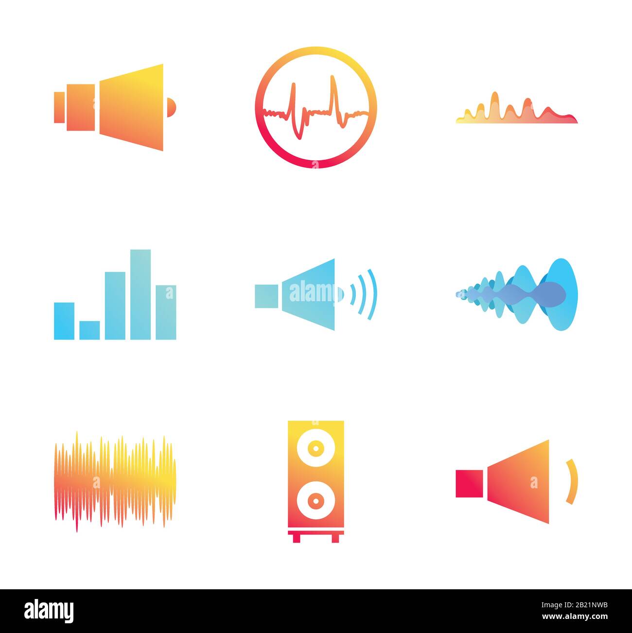 gradient style icon set design, waves music sound melody musical song ...