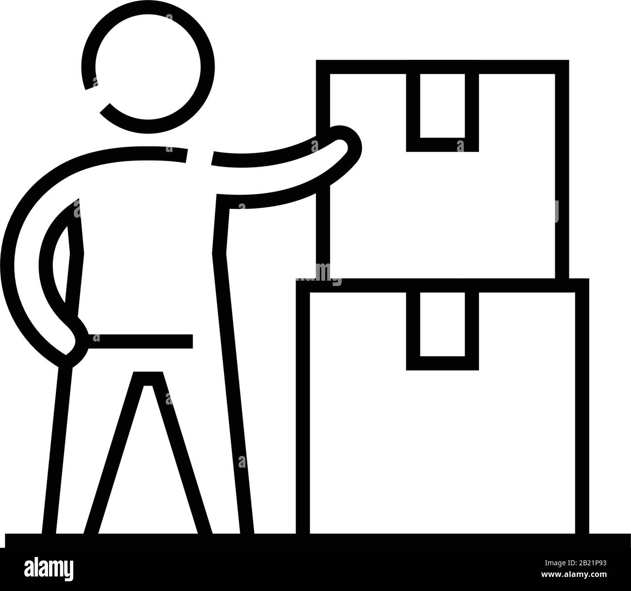 Packing up for moving line icon, concept sign, outline vector ...