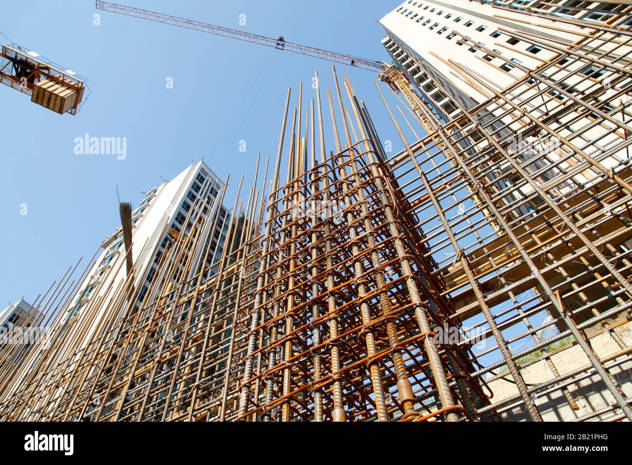 Steel grid on the construction site Stock Photo - Alamy