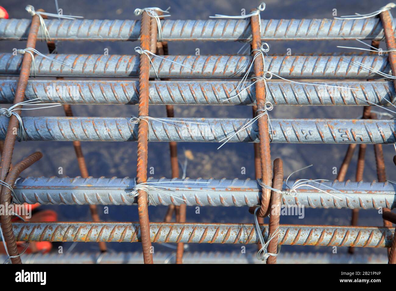 Steel grid on the construction site Stock Photo - Alamy