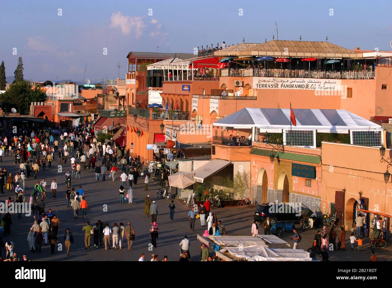 People walking at famous Marrakesh square Jema el Fna in Marrakesh ...