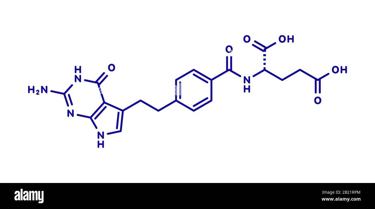 Pemetrexed lung cancer drug molecule, illustration Stock Photo - Alamy