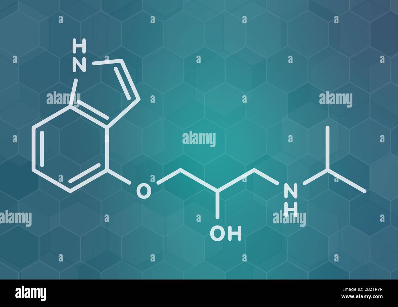 Pindolol beta blocker drug molecule, illustration Stock Photo - Alamy